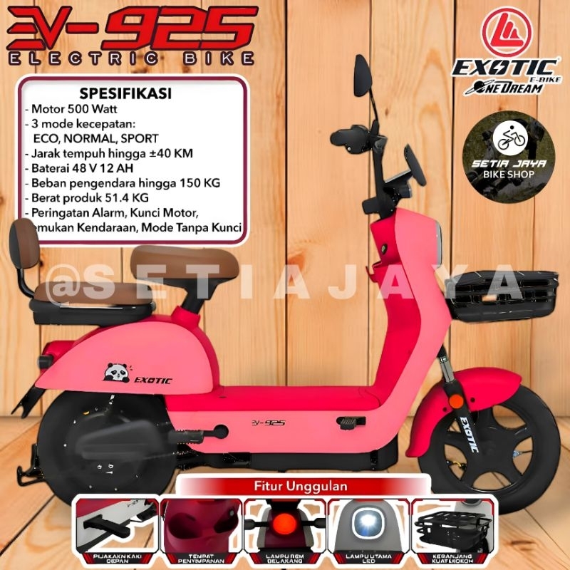 Jual Sepeda Listrik E-Bike EXOTIC EV-925 48V 12Ah 500 Watt Electric Bike By Pacific New | Shopee ...