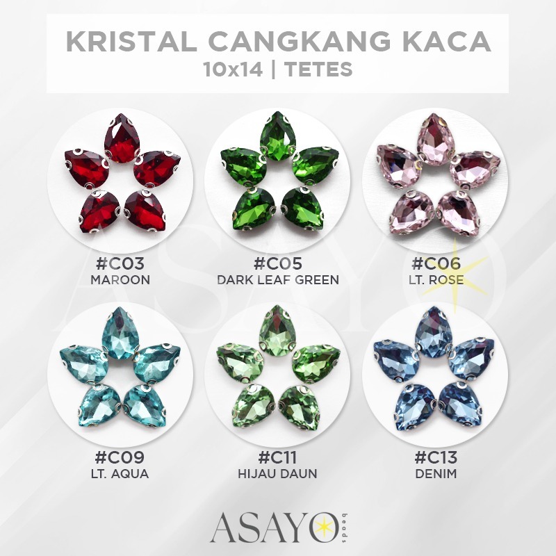 Jual Cangkang Kristal Kaca 10x14 Tetes Crystal Kaca (1tray) Gold Maroon ...