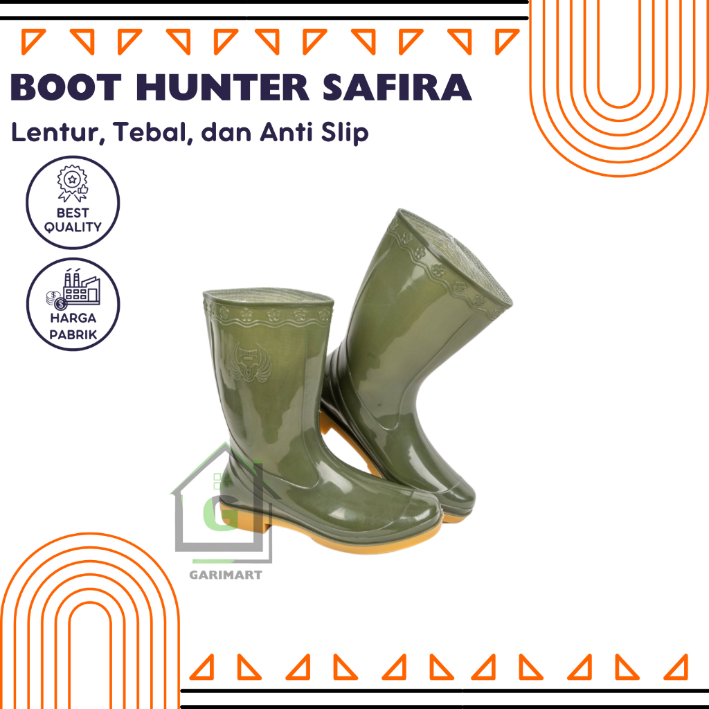 Jual Sepatu Boot Proyek Karet Hunter Safira Hijau APD Perkebunan Safety ...
