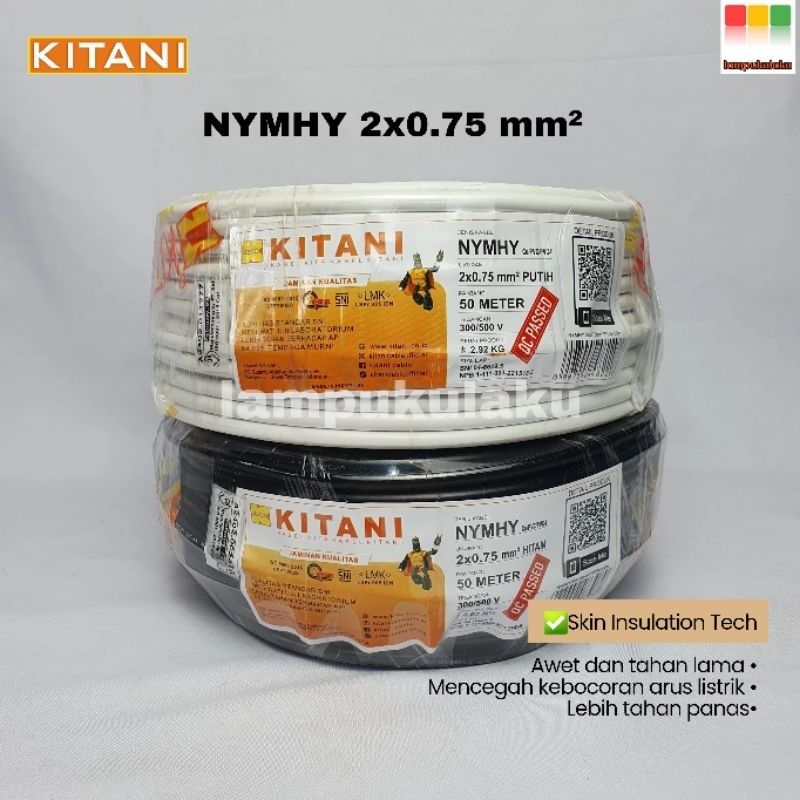 Jual Kabel Listrik NYMHY 2X0.75 mm² Kitani 50 Meter - Kabel Serabut Tembaga Isi 2 - Roll 50 ...