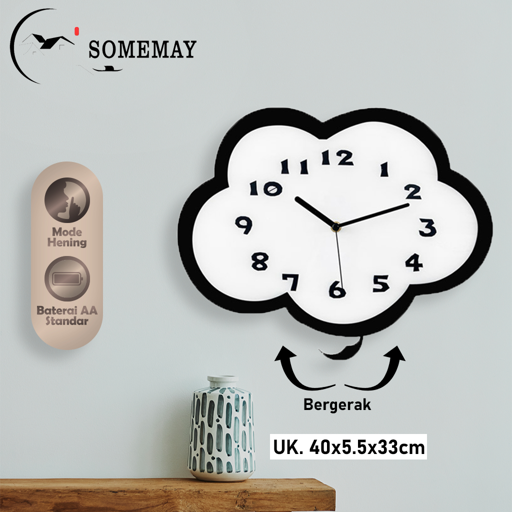 Jual SOMEMAY Jam Dinding awan MD44/ Jam dinding aesthetic / Jam dinding ...