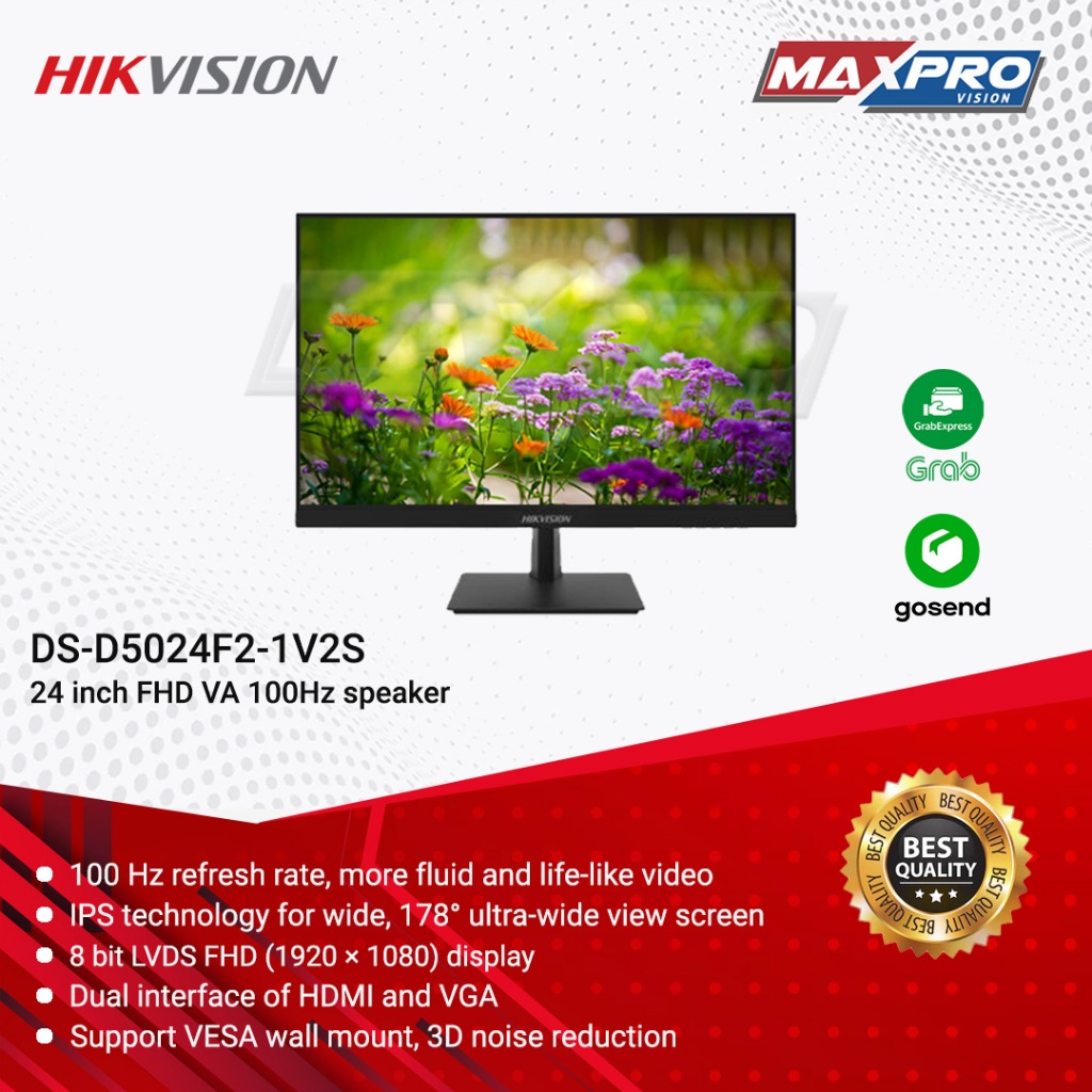 Jual DS-D5024F2-1V2S - HIKVISION MONITOR 24 INCH FULL HD VA 100HZ WITH ...