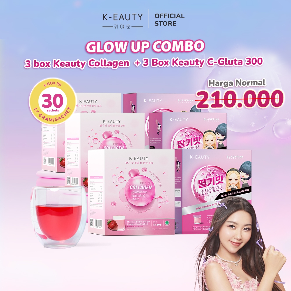 Jual K-EAUTY Glow up Combo - 3 Box Collagen Drink + 3 Box C-Gluta 300 | Shopee Indonesia