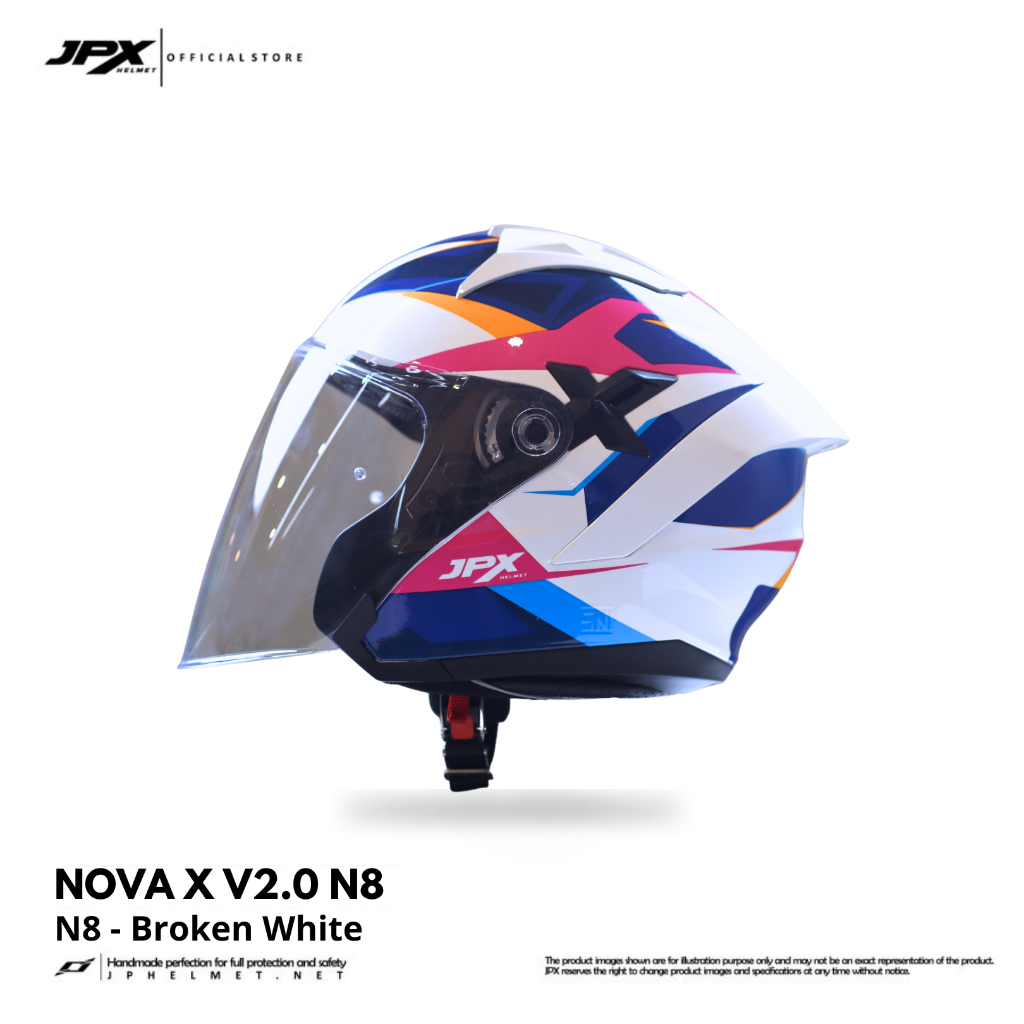 Jual Helm JPX Half Face Nova X Motif V2.0 - N8 Broken White | Shopee Indonesia
