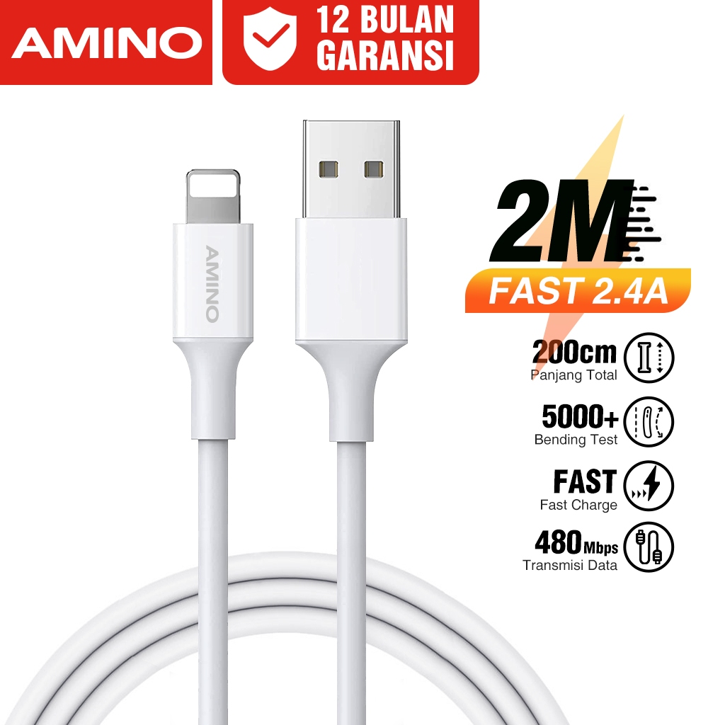 Jual AMINO Kabel Data Untuk Iphone 2.4A Cable data Fast Charger 1M 2M ...