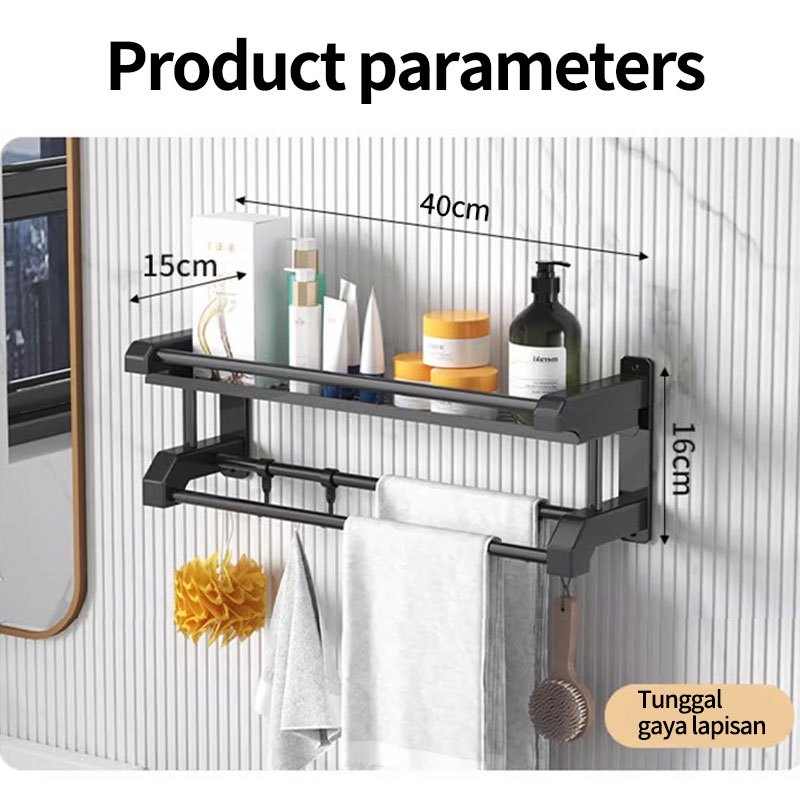Jual SUS 304 Kamar Mandi Rak Handuk Gantungan Dinding Stainless Steel 2 ...