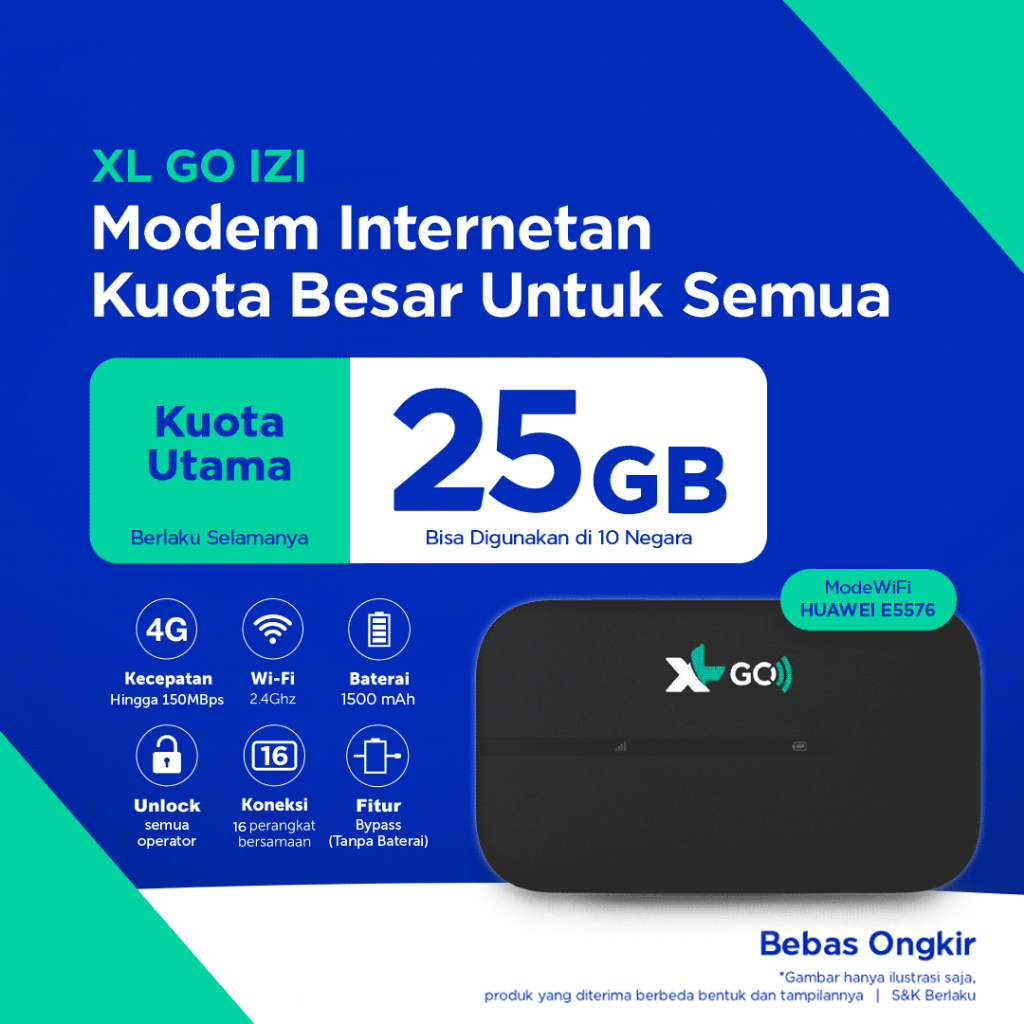 Jual XL GO – Modem WiFi Huawei E5576 (25 GB) | Shopee Indonesia