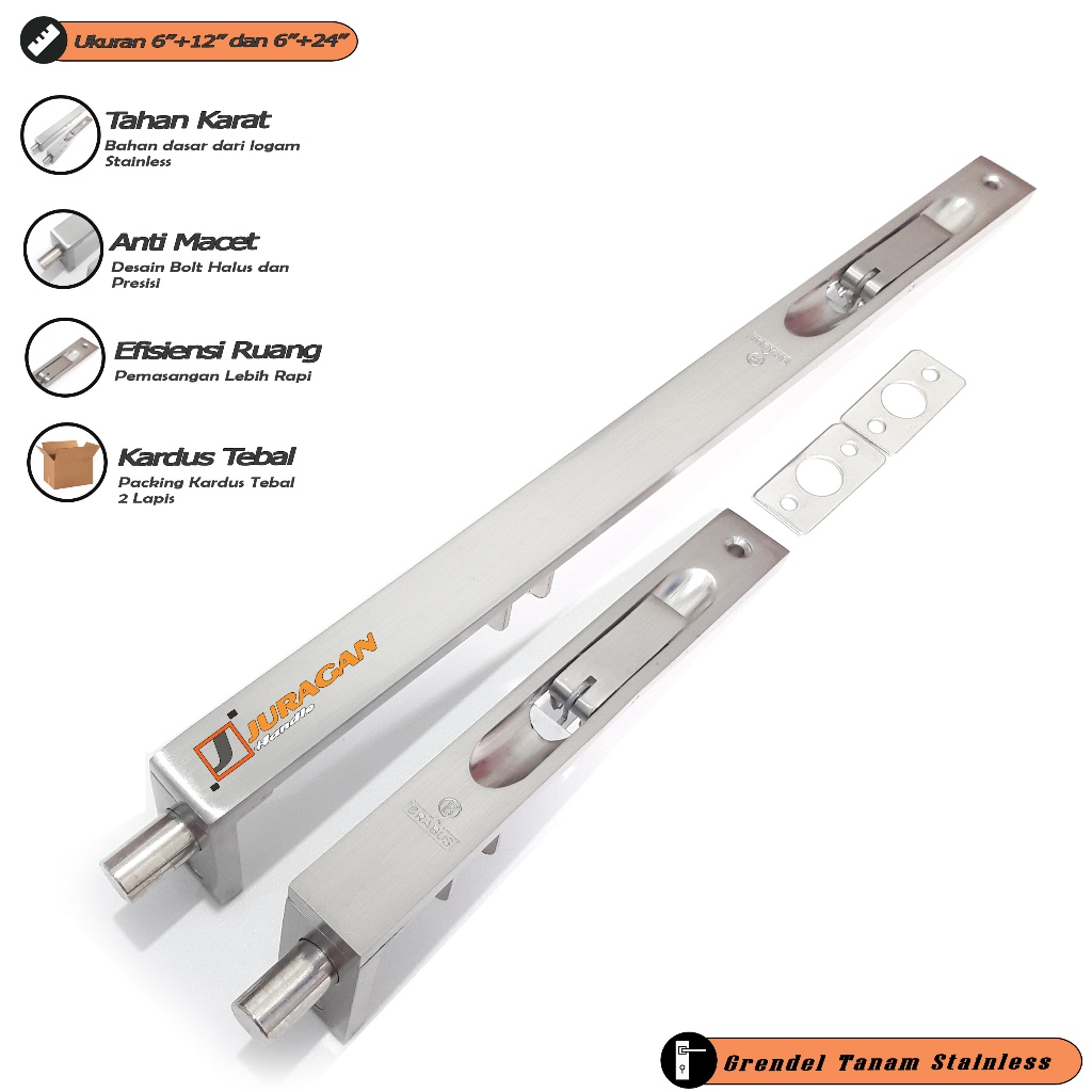 Jual Grendel Tanam Stainless 30 cm 15 cm - Kunci Pintu Atas dan Bawah ...