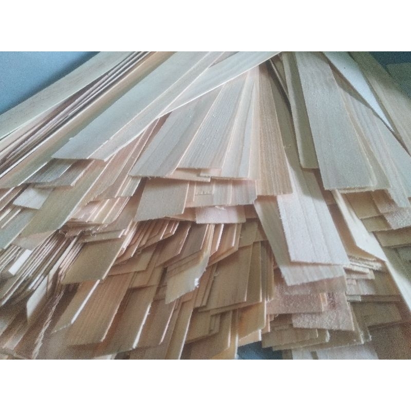 Jual isi 50 stik kayu pinus tipis/ bahan kerajinan kayu tebal 0,5 - 1 ...