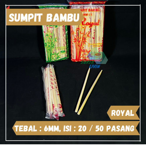 Jual Sumpit Bambu 6mm x 20cm ROYAL isi 50 dan 20 Pasang / Sumpit Tebal ...