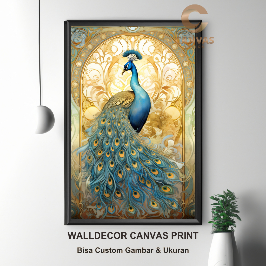 Jual Hiasan Dinding Lukisan Burung Merak Cantik Gold Modern Wall Decor ...