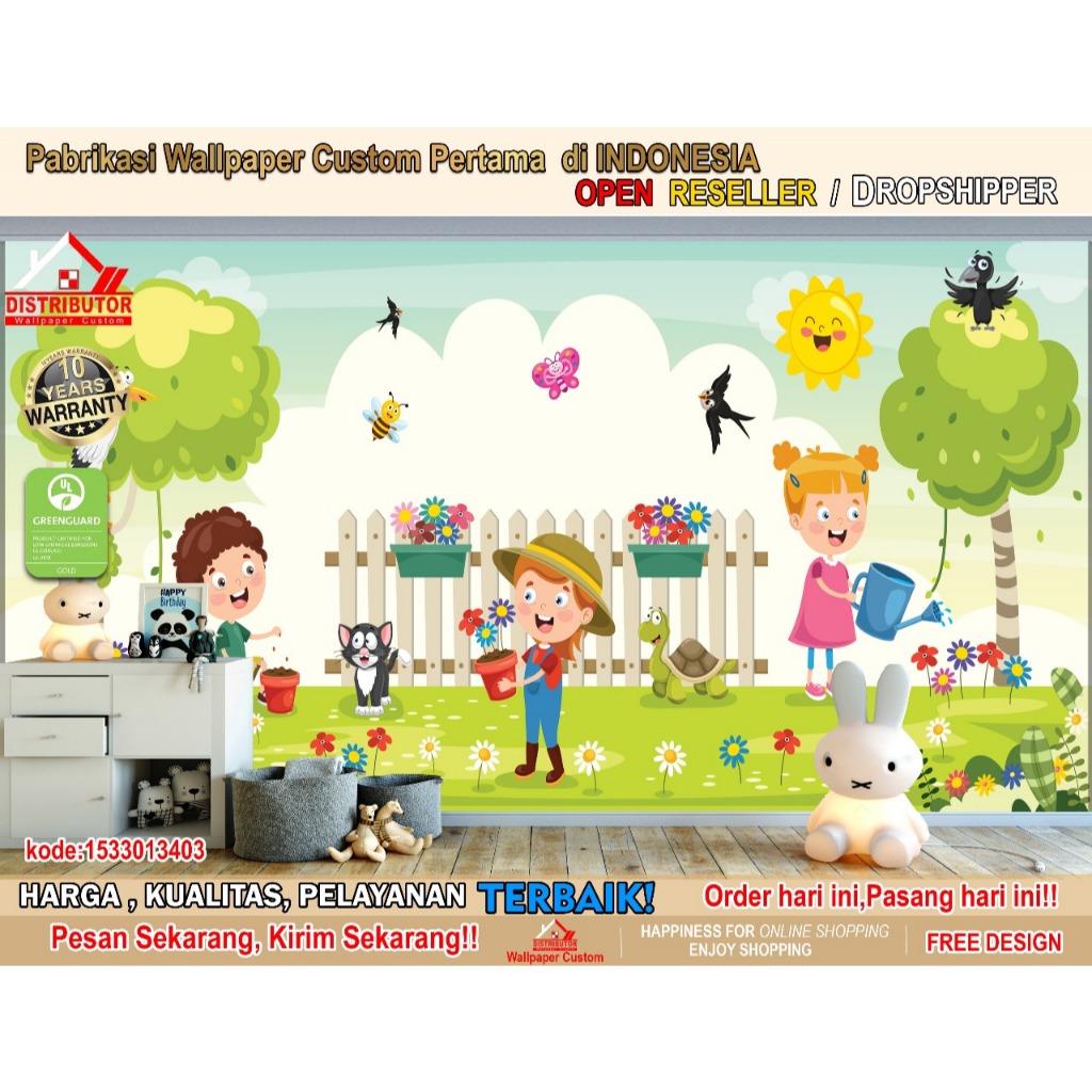 Jual Wallpaper Dinding Custom 3D Animasi Anak | Animasi Hewan ...