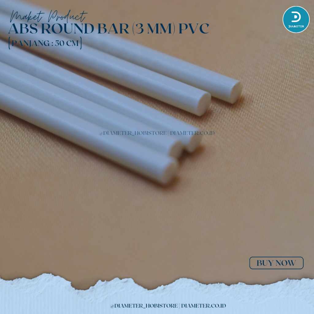 Jual ABS Round Bar PVC/Bahan Maket Pipa Bulat/Stick Plastik 3mm 2mm 1 ...