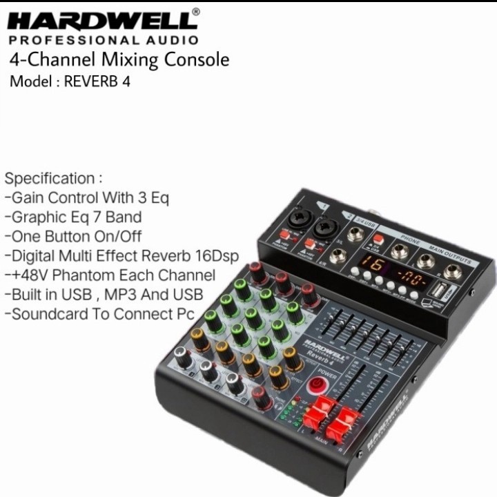 Jual Mixer Hardwell Reverb 4 Original 4 Channel Bluetooth - USB Interface | Shopee Indonesia