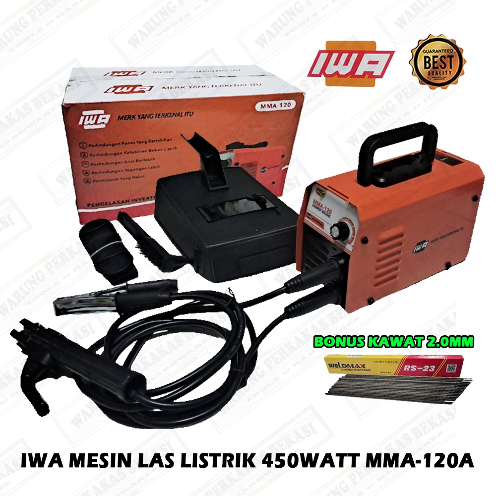Jual Paket Mesin Las IWA MMA-120A 450watt - LASAN Listrik Low Watt MURAH Berkualitas - Kawat Las ...