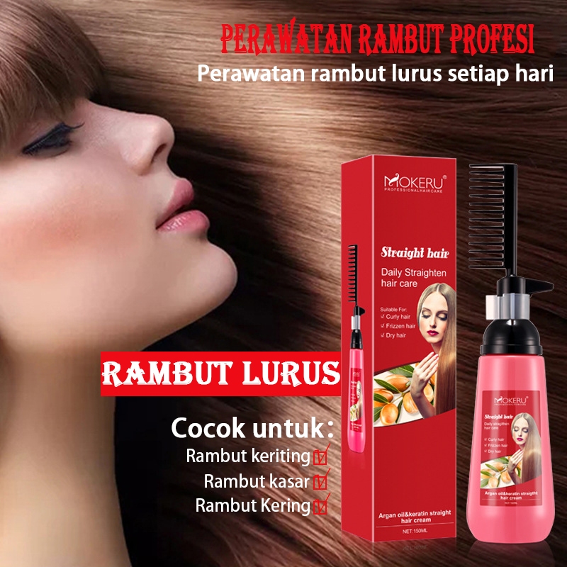 Jual Krim pelurus rambut Tanpa catok 150ml Lurus permanen rambut ...