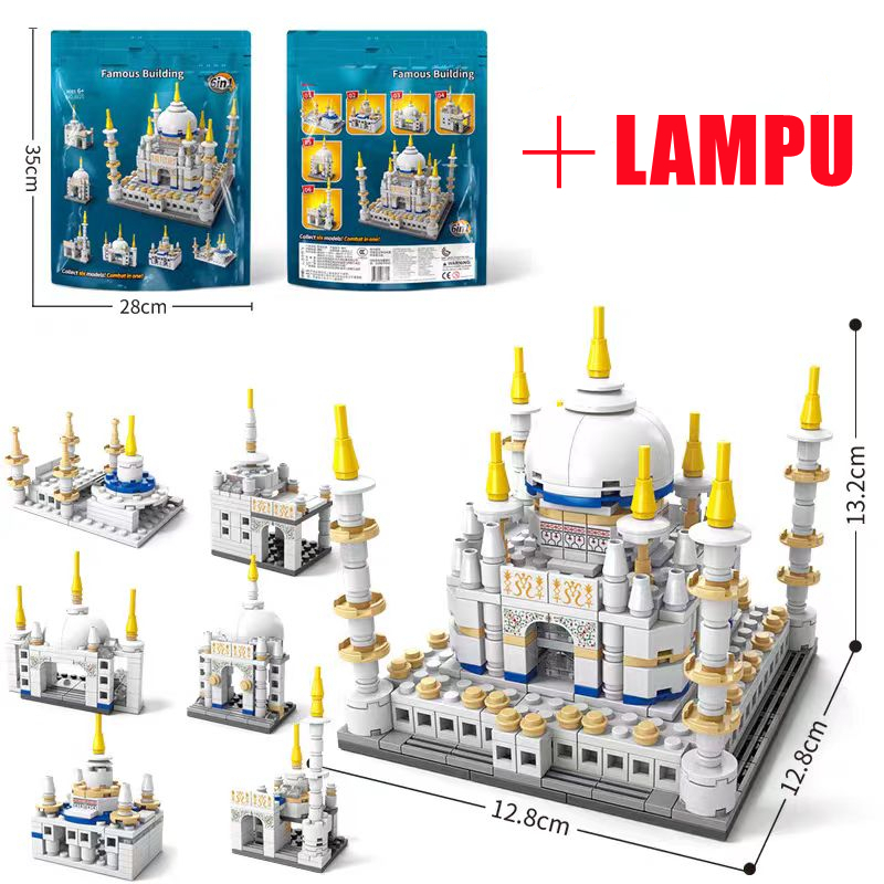 Jual Playfultoy Mainan Anak Blok Taj Mahal Mainan 3D balok brick ...