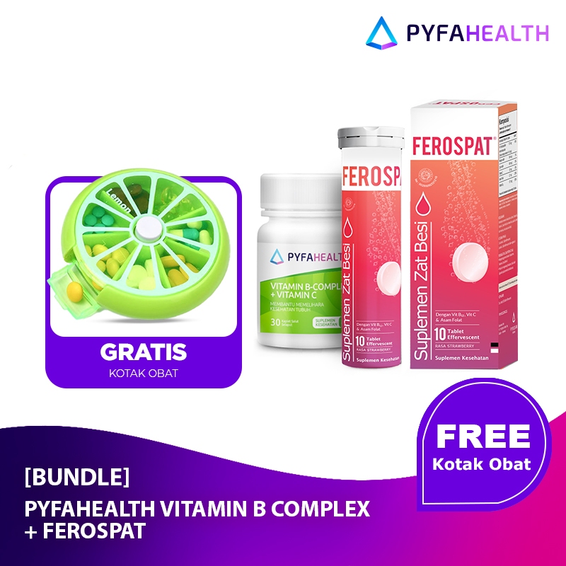 Jual [BUNDLE PYFA] Pyfahealth B-Complex + Ferospat + Free Kotak Obat ...