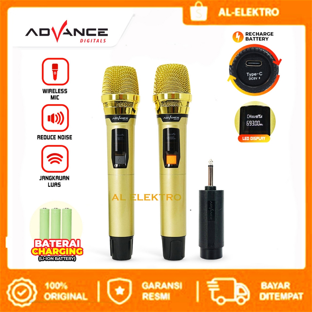 Jual ADVANCE MIC-206 Microphone Double Wireless+Receiver MIC206 ...