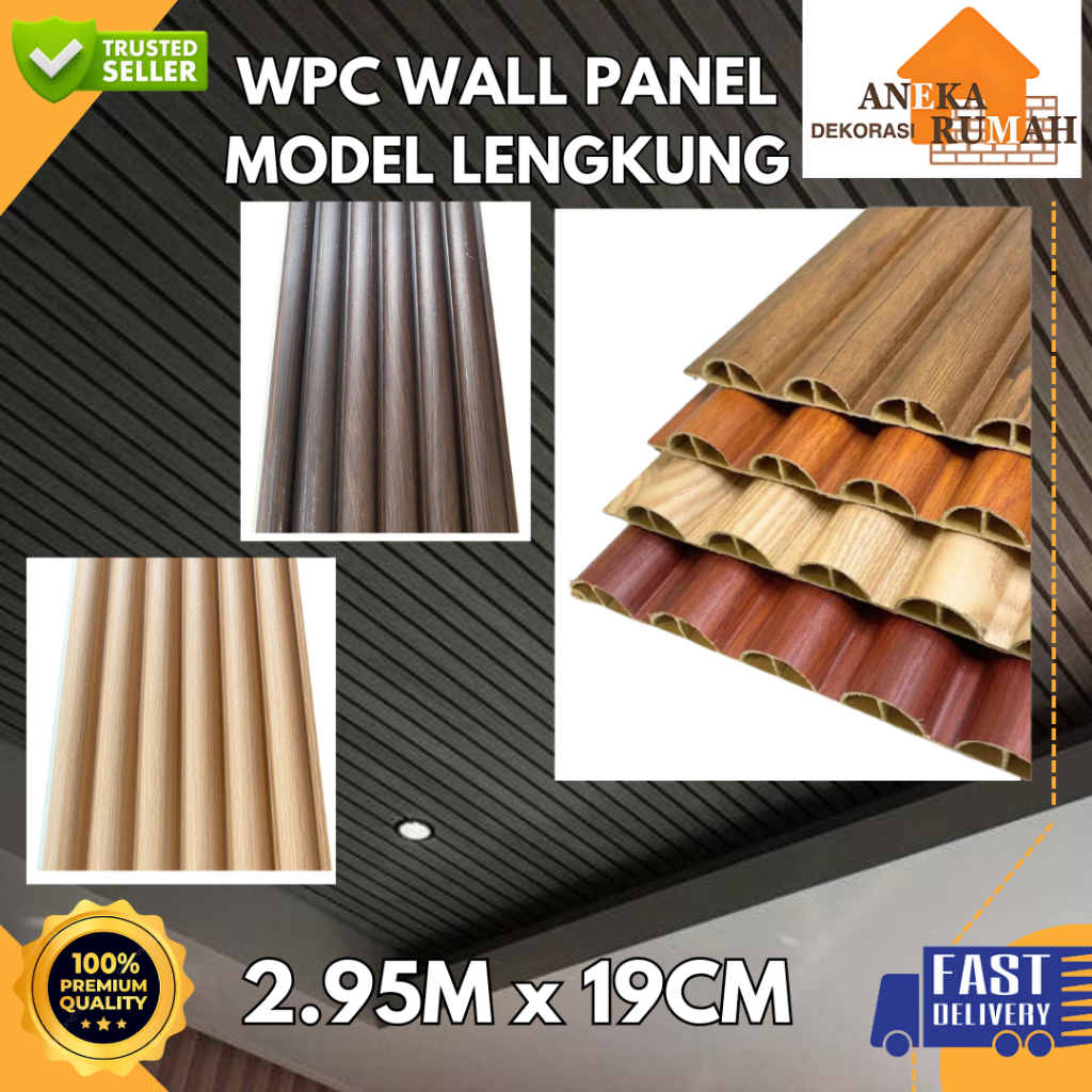 Jual [ TERMURAH ] WPC 2.95M x 19CM WALL PANEL WOOD PANEL MODEL LENGKUNG HIGH QUALITY BERBAGAI ...