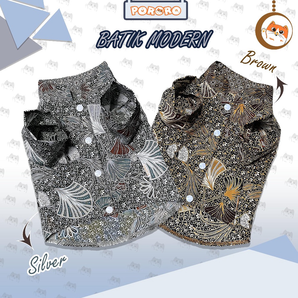 Jual KODE H5V PORORO Baju kucing Kemeja Kucing Motif Batik Modern ...