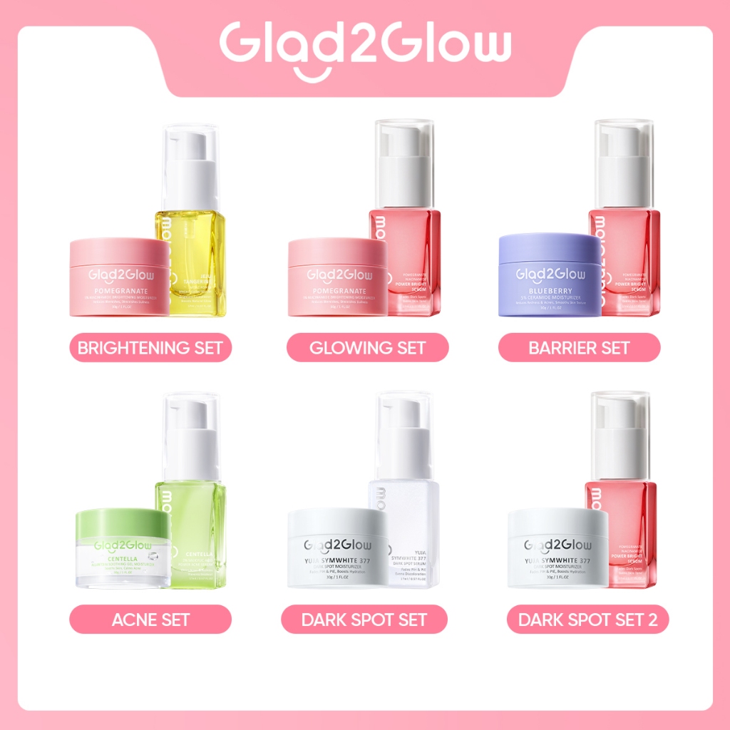 Jual 【2in1】Glad2Glow 2pcs bundle Skincare Paket - Moisturizer+Serum Glowing Anti-acne Dark spot ...