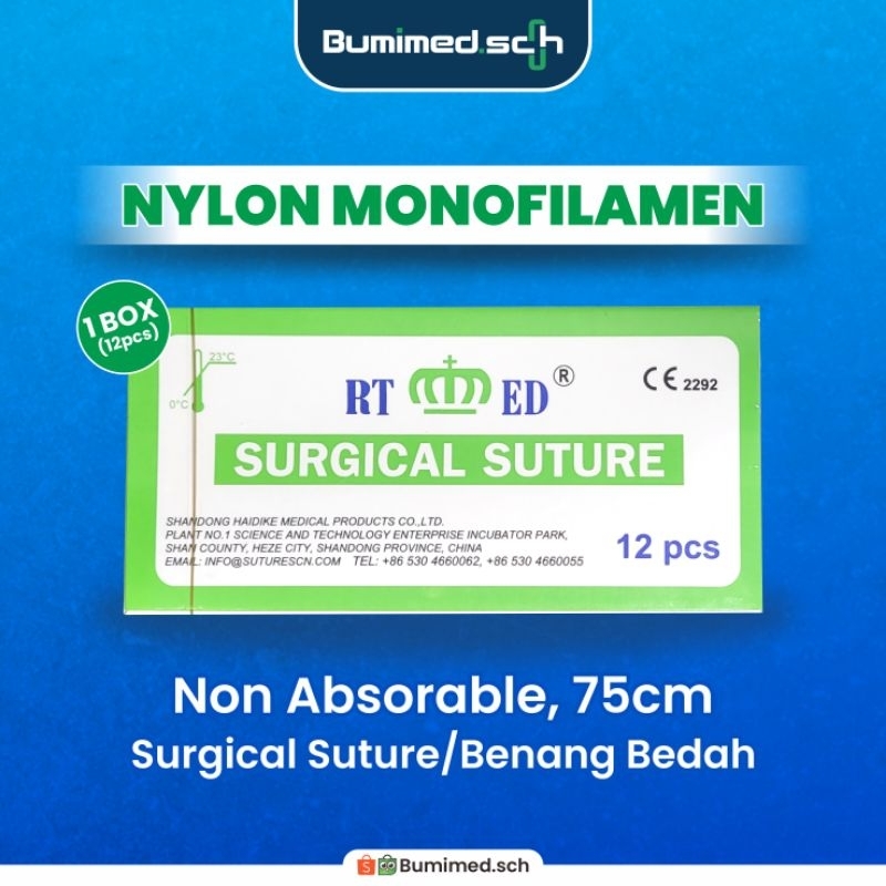Jual Benang Jahit Oprasi NYLON/ Surgical Suture Nylon/ Benang Oprasi ...