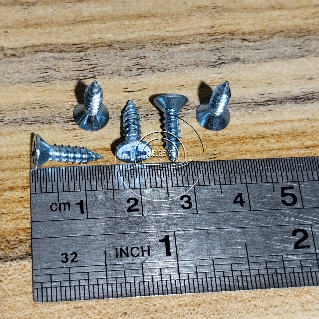 Jual SEKRUP FH FAB PANJANG 1,2CM 6X1/2 SKRUP F+AB TAPPING TAPING SCREW ...