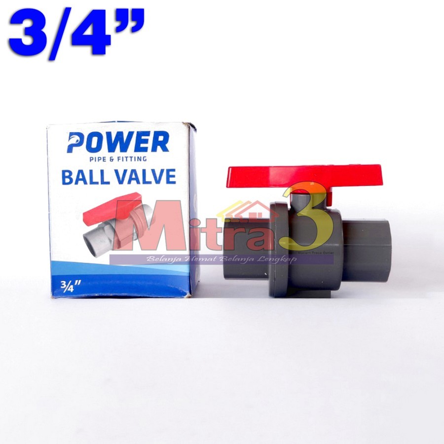 Jual Stop Kran PVC BALL VALVE 3/4" POWER Tebal / Bolvalep Keran Air 3 ...