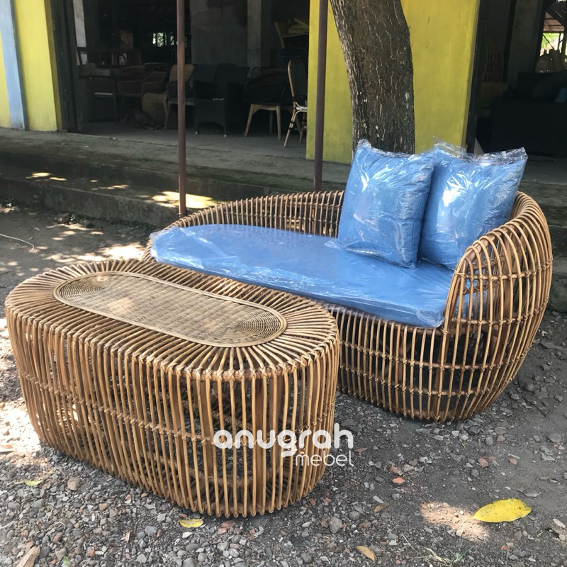 Jual Sofa Tamu Rotan Alam / Meja Tamu Rotan / Sofa Santai Rotan ...