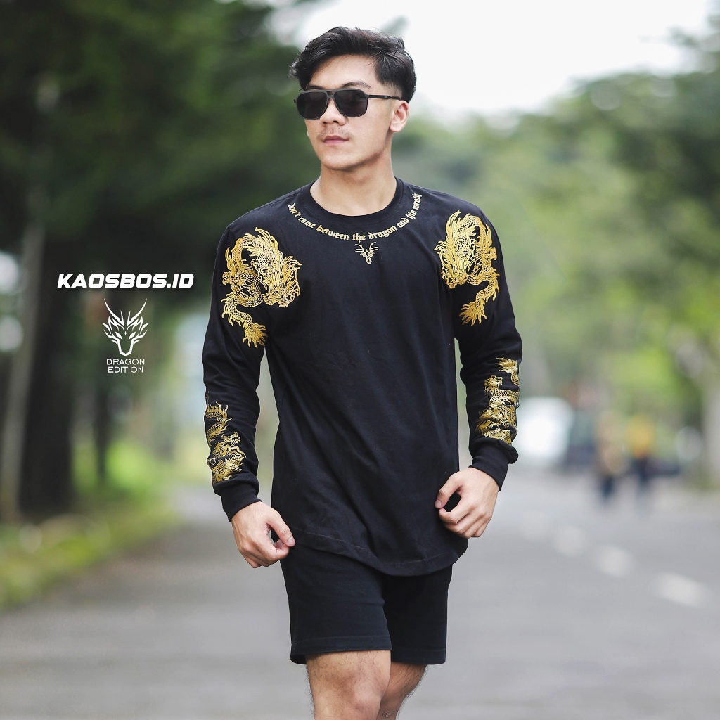 Jual KAOSBOS.ID - Kaos Distro Gambar Naga Dragon Hitam Tangan Panjang ...