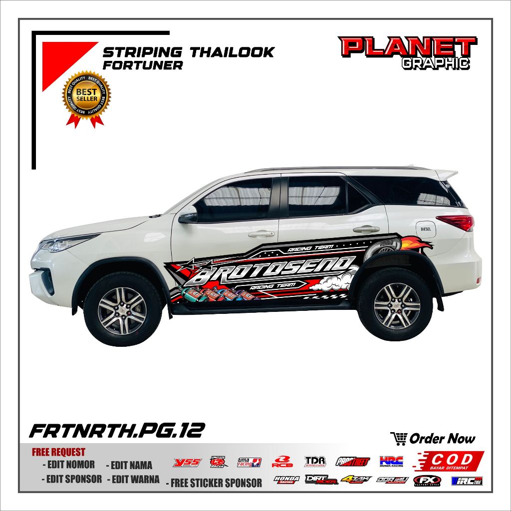 Jual STICKER / STRIPING DECAL UNTUK MOBIL FORTUNER MODEL THAILOOK ...