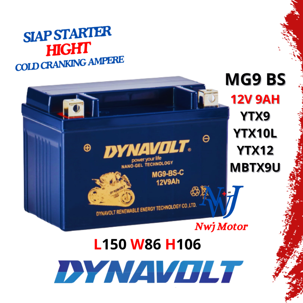 Jual AKI KERING DYNAVOLT MG9 BS YTX9 YTX10 YTX12 MBTX9U MF | Shopee Indonesia
