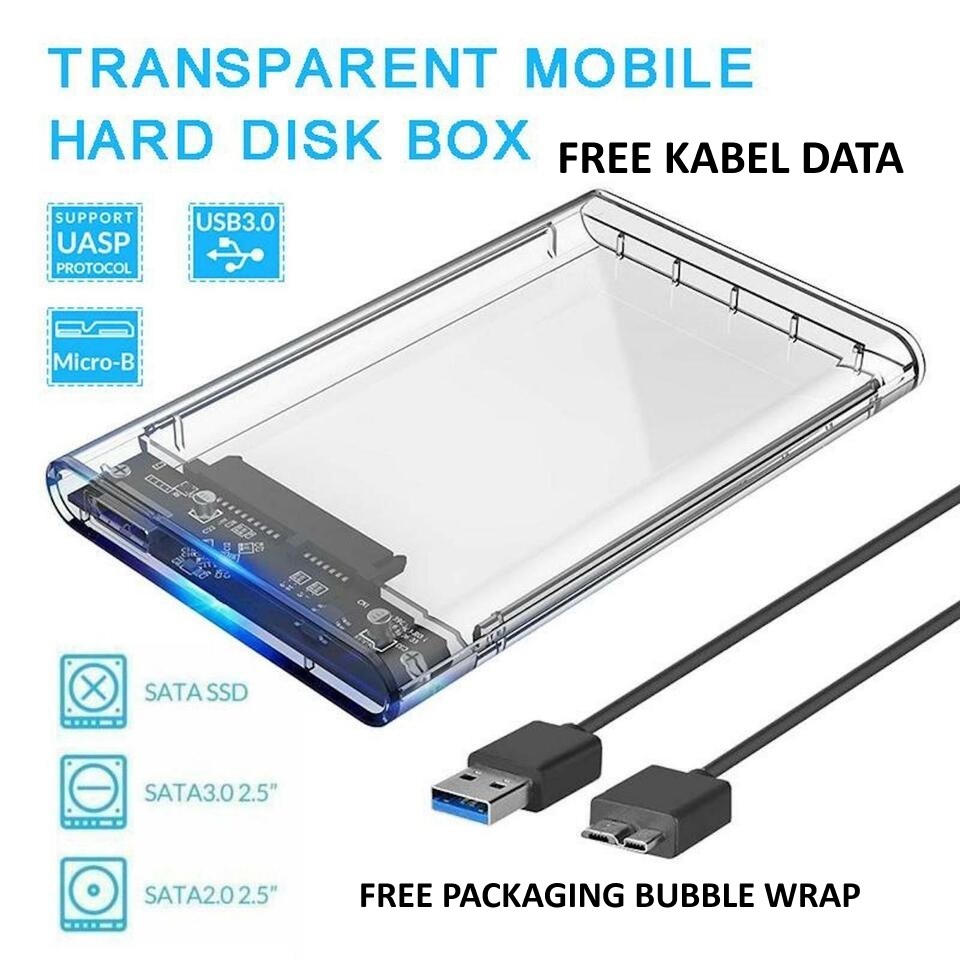 Jual Casing Hardisk External HDD SSD External Case Transparan 2.5" USB 3.0 | Shopee Indonesia