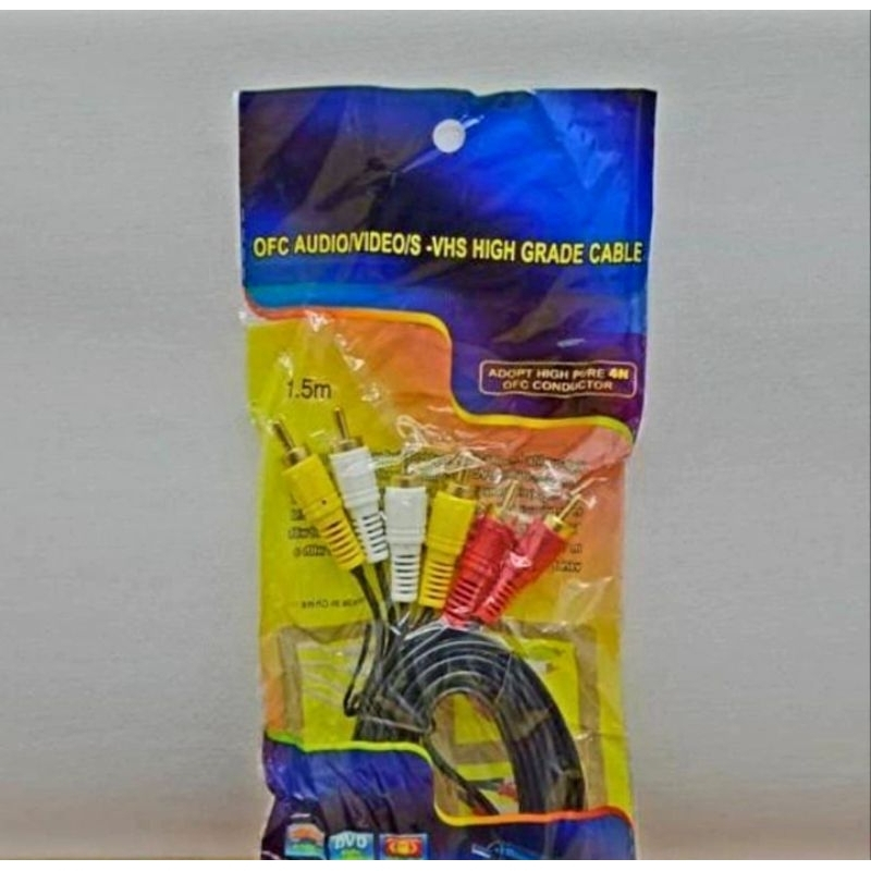 Jual Kabel Rca 3 ke 3 Jack Audio Video TV 1,5meter PACKING | Shopee Indonesia