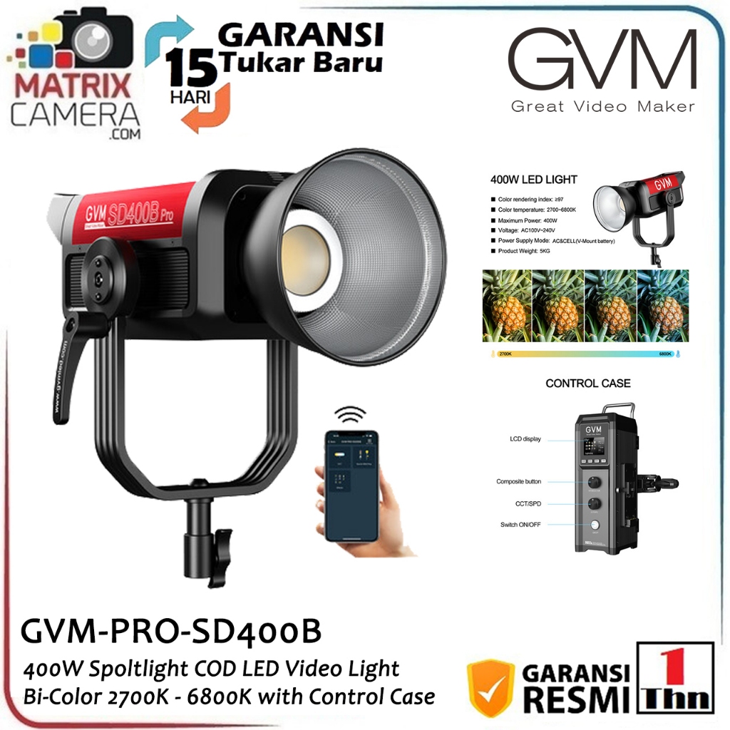 Jual GVM PRO SD400B 400W LED Video COB Spotlight Bi-Color 2700 - 6800K | Shopee Indonesia