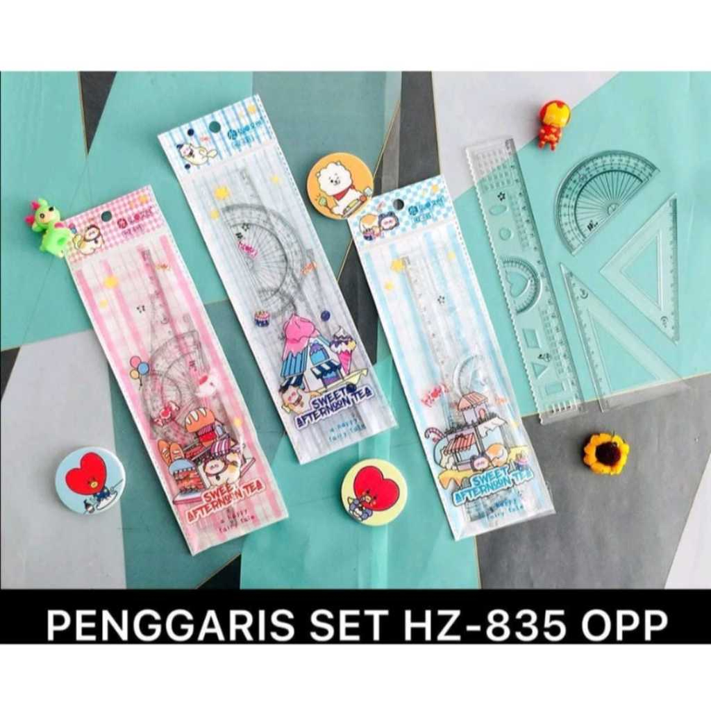 Jual Penggaris/ Garisan Set 4in1/ Penggaris Segitiga Penggaris Busur ...