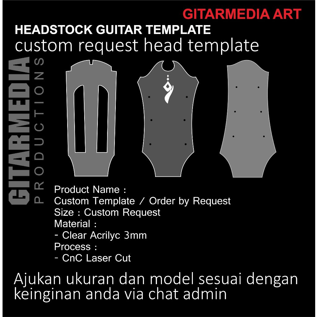 Jual TEMPLATE HEAD GITAR HEADSTOCK GUITAR TEMPLATE -HEAD GUITAR ...