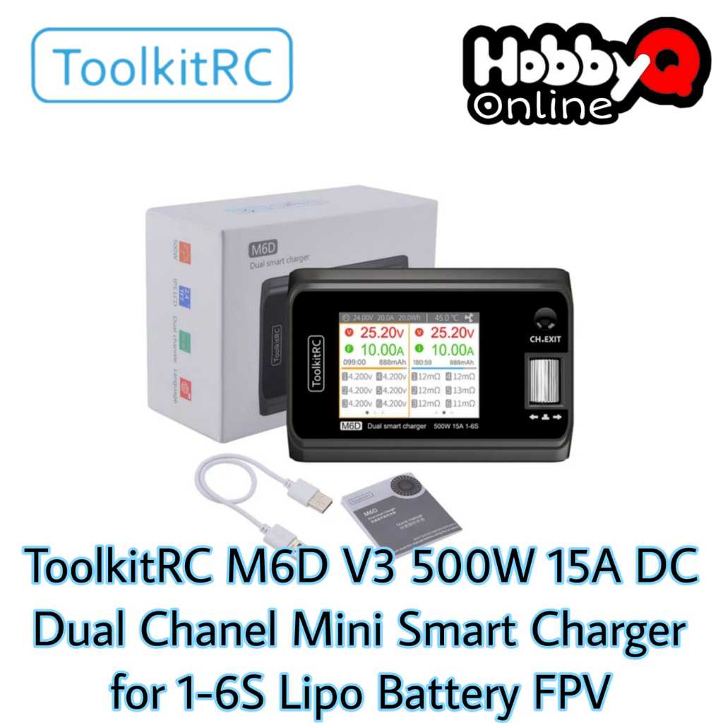 Jual ToolkitRC M6D V3 500W 15A DC Dual Channel MINI Smart Charger Discharger For 1-6S Lipo ...