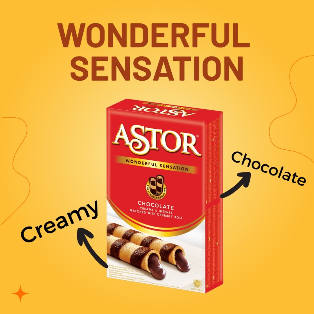 Jual Biskuit Camilan Astor Wafer Roll Stick Double Chocolate / Coklat ...