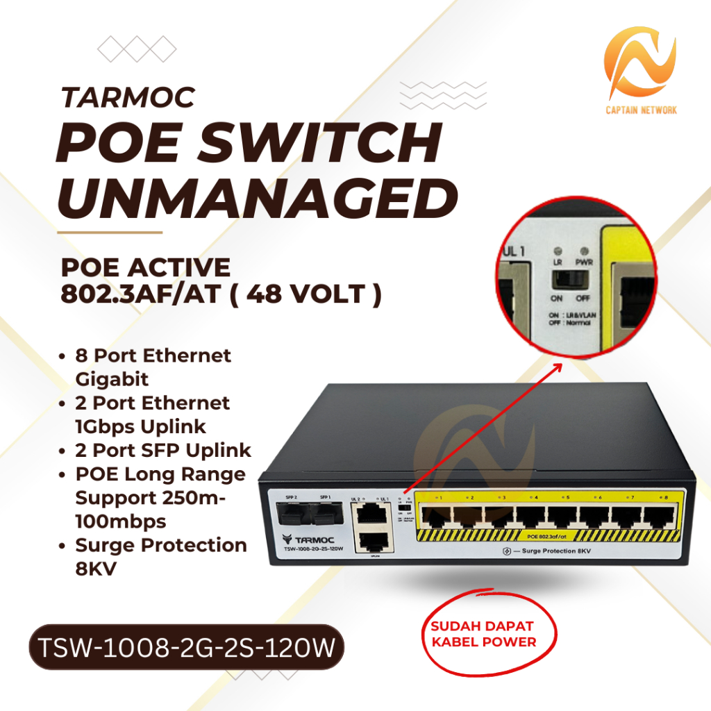 Jual Tarmoc TSW-1008-2G-120W, 8 Port Gigabit POE 802.3af/at POE Switch ...