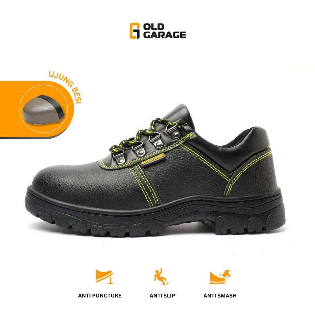 Jual Safety Shoes Sepatu Safety Ujung Besi Low Cut Hitam Kuning ...