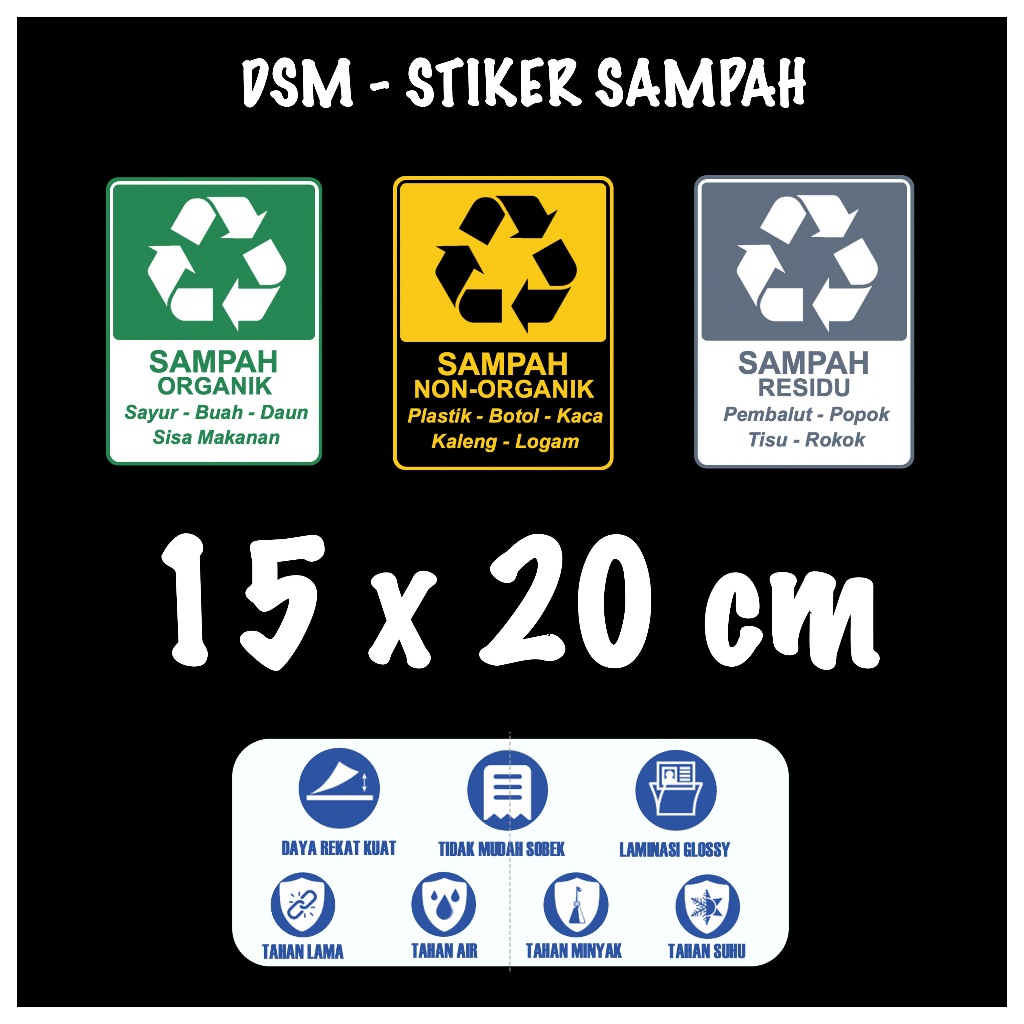 Jual [DSM] STIKER / STICKER tempat sampah vinyl anti air, anti minyak ...