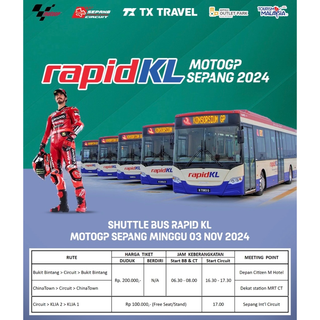 Jual RapidKL Bus MotoGP Sepang Minggu 3 NOV 2024 | Shopee Indonesia