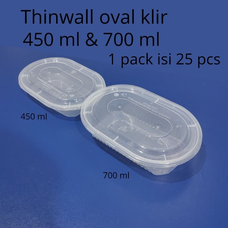 Jual thinwall Klir oval 450ml 700ml | thinwall kotak oval | kotak makan ...