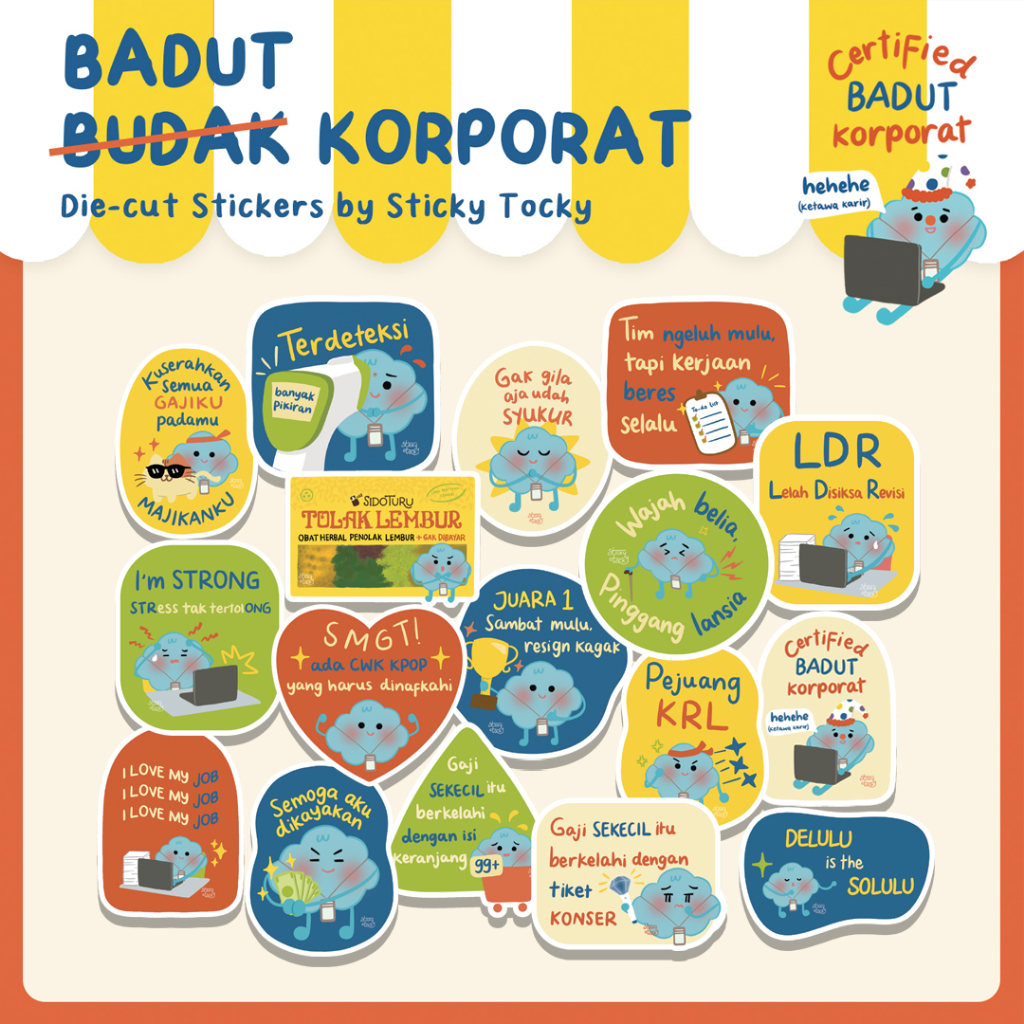 Jual (MIN. ORDER 3 PCS) Budak Korporat Stickers | Badut Korporat ...