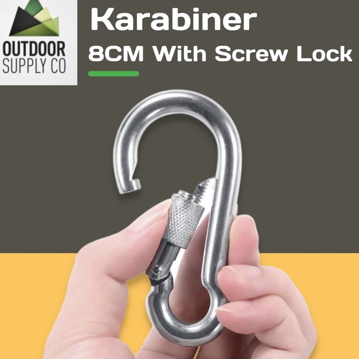 Jual Hadir Sekarang Karabiner 8cm Snap Hook Screw Lock Carabiner ...
