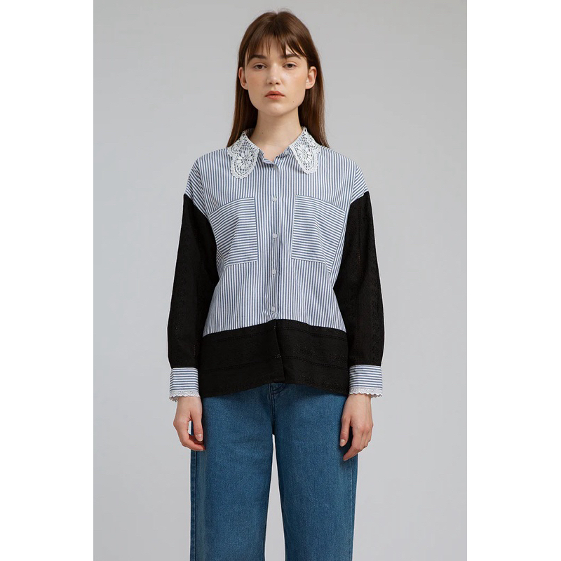Jual Cotton Ink - Blue Striped Maelys (Kemeja CottonInk Biru) | Shopee ...