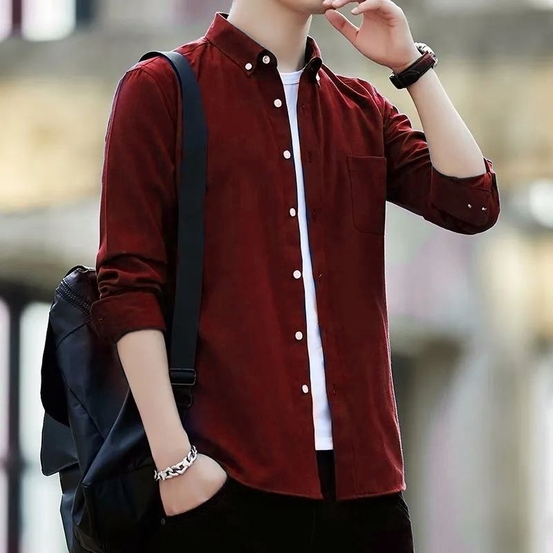 Jual Kemeja Hitam Pria Lengan Panjang Polos Style Kekinian Trandy ...