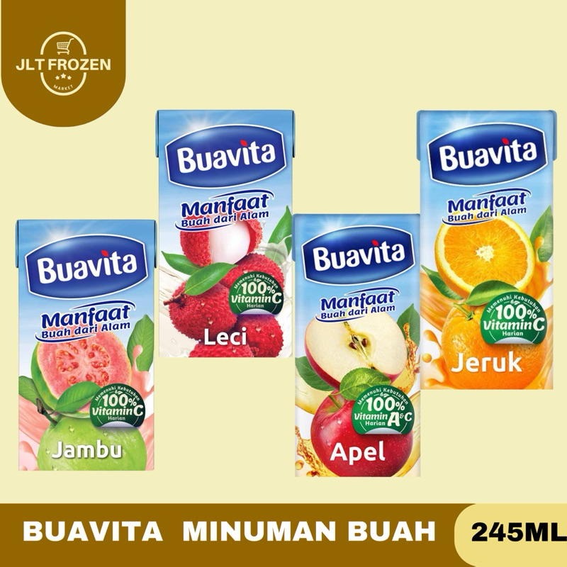 Jual Buavita Jus Buah / Minuman Sari Buah Asli rasa Jeruk / Apel / Jambu / Leci / Mangga - 245ml ...